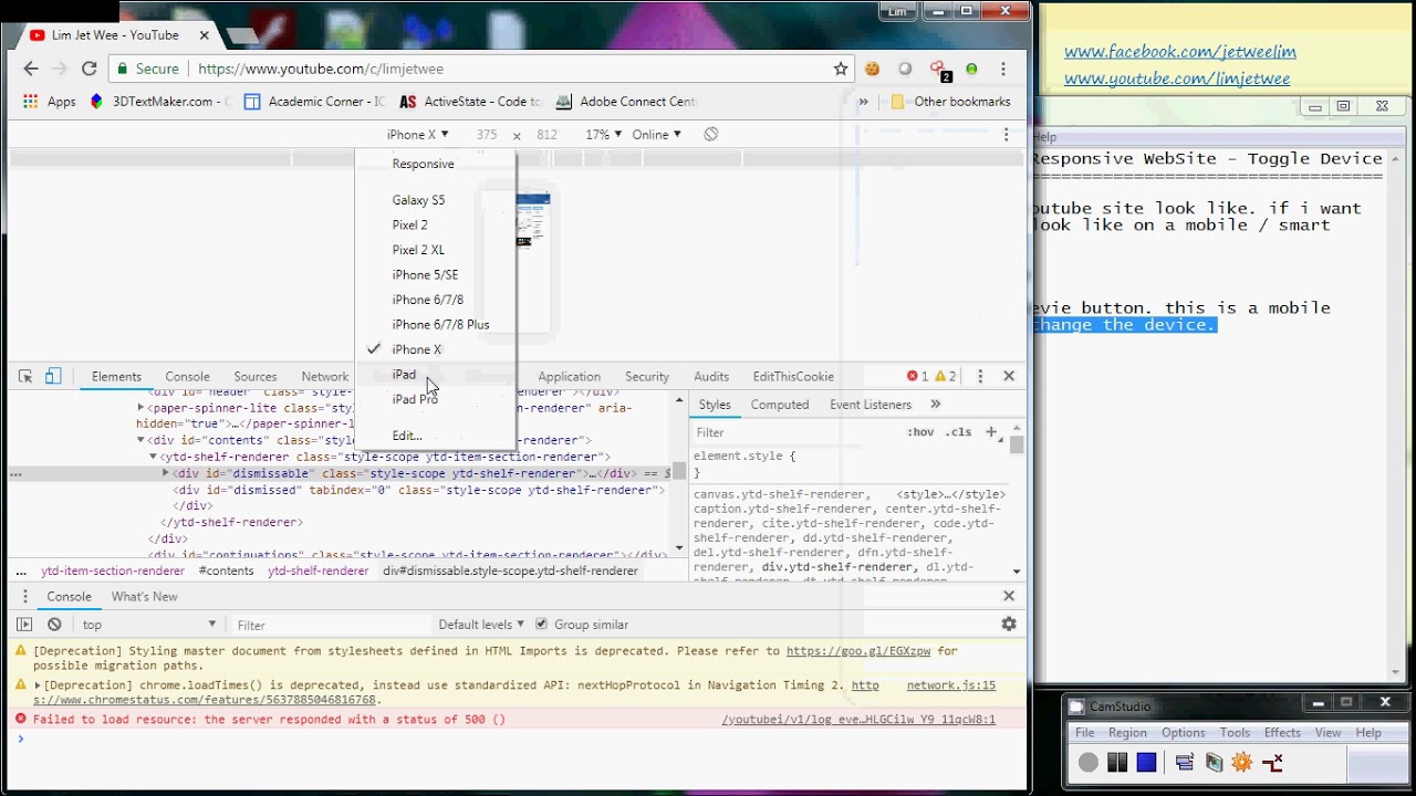 Google Chrome Responsive Website Toggle Device