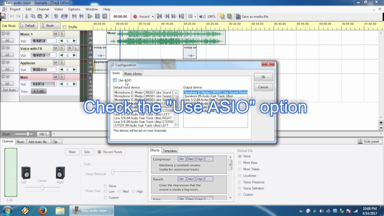 Using ASIO with Easy audio mixer