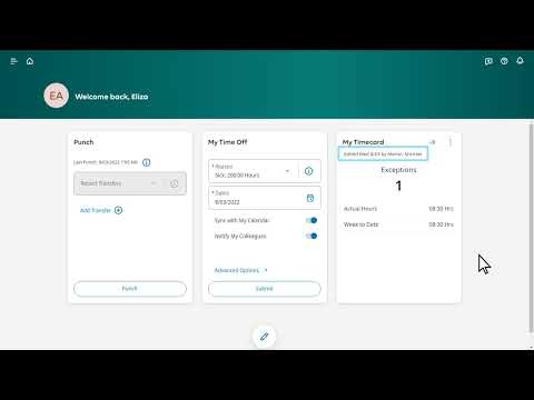 UKG Dimensions Review the My Timecard Tile