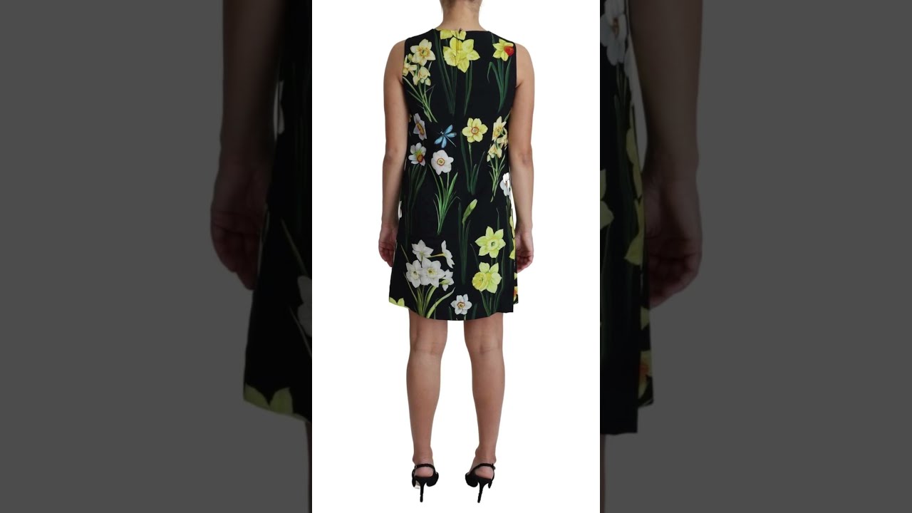 Black Floral Print A line Shift Mini Dress | Dolce & Gabbana | #Shorts #youtubeShorts