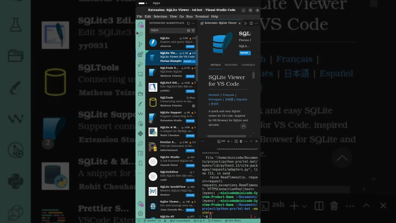 VS Code SQLite Viewer Install in 1 Minute! 🚀 | Python, SQL, SQLite3
