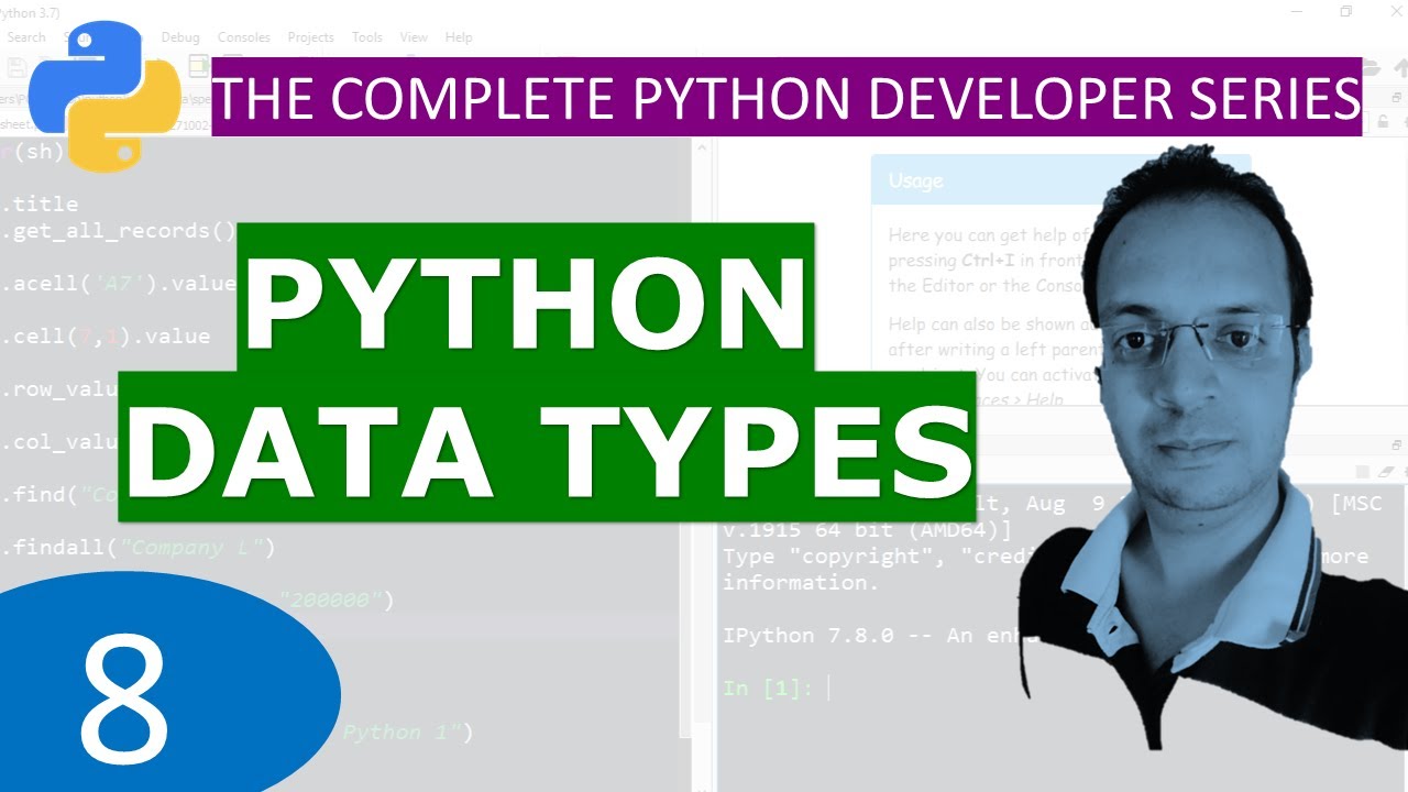 8.  Python Data Types : Python Tutorial Developer Series A - Z