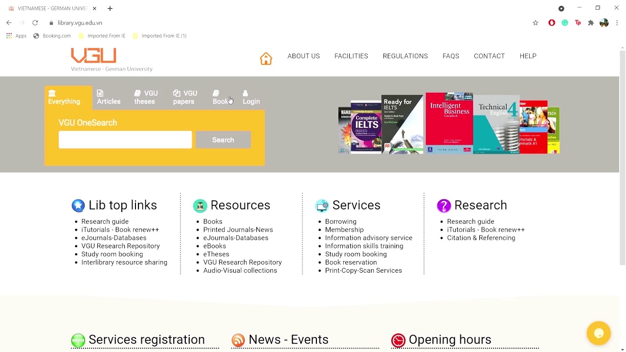 VGU Library E-Services on Discovery