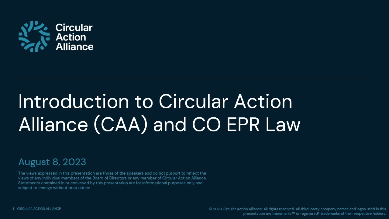 Introduction to Circular Action Alliance and EPR Laws