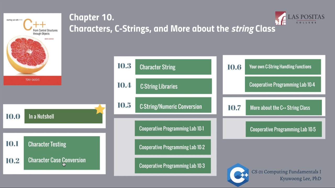 Chapter 10. Part 1 Characters, C-strings and String Class
