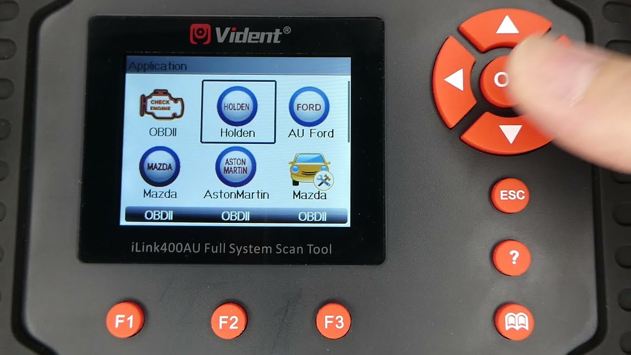 Vident i400AU OBD Diagnostic Scan Tool For Holden Menu Vehicle List