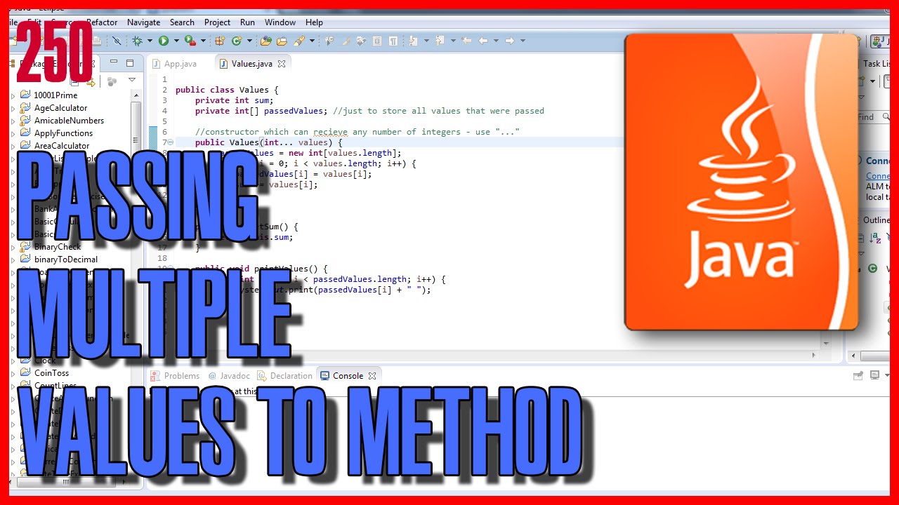 JAVA EXERCISES Pass multiple values to the method