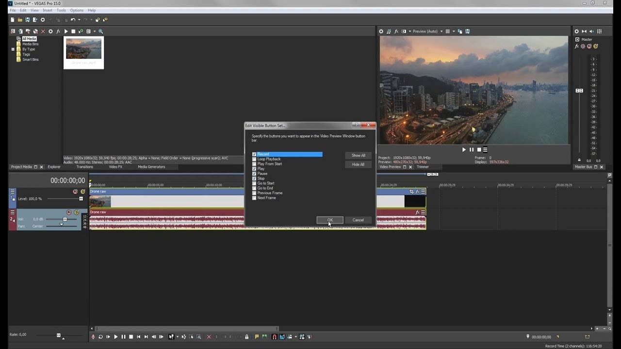 VEGAS Pro Tutorial: Configuring your Visible Button Sets