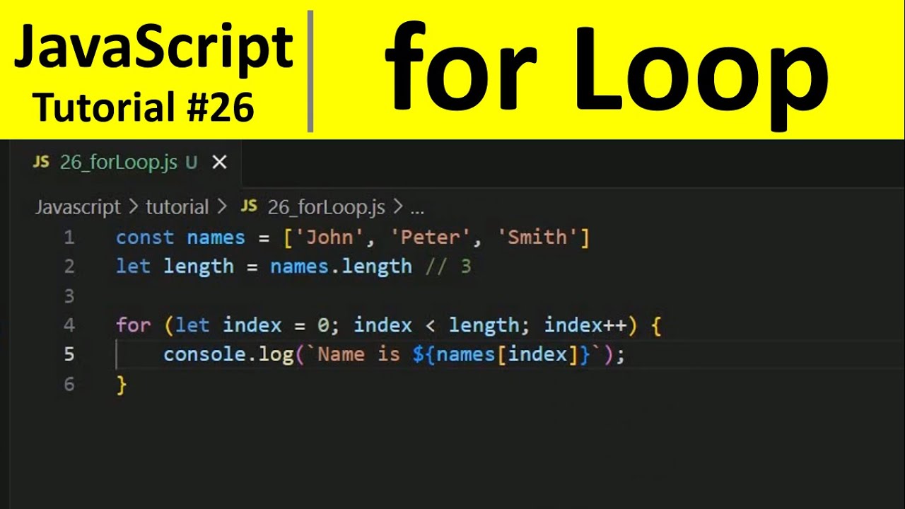 JavaScript Tutorial 26 - for loop in JavaScript | Programming For Beginners