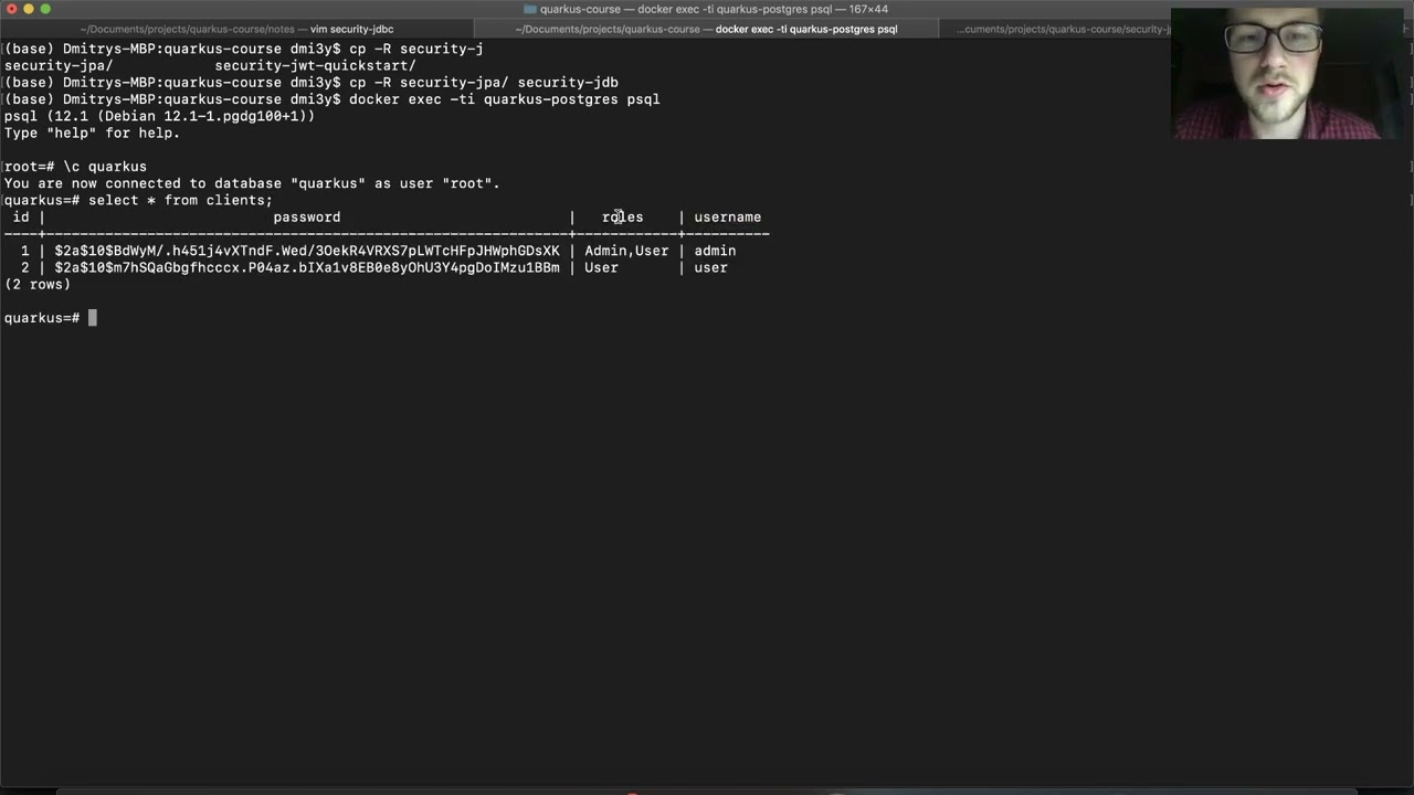 Quarkus Backend development with Java and GraalVM - Using Security with JDBC Realm