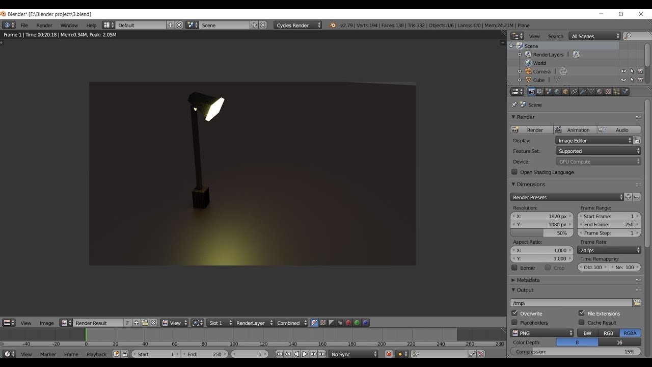 Blender Tutorial - Basic street light modeling and rendering