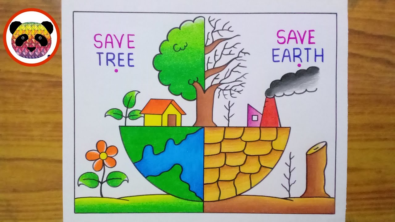 Earth Day Drawing / World Earth Day Poster Drawing / Save Earth Drawing / Save Environment Drawing