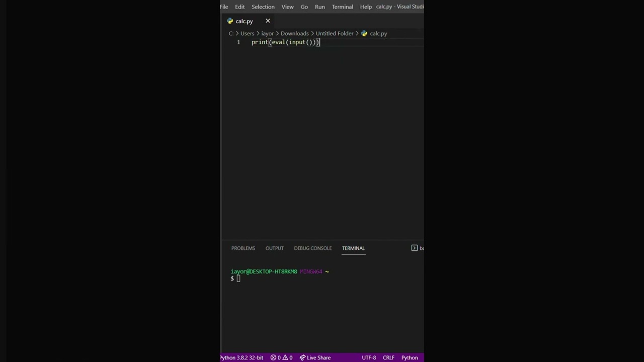 Python Calculator In one Line of code! #shorts