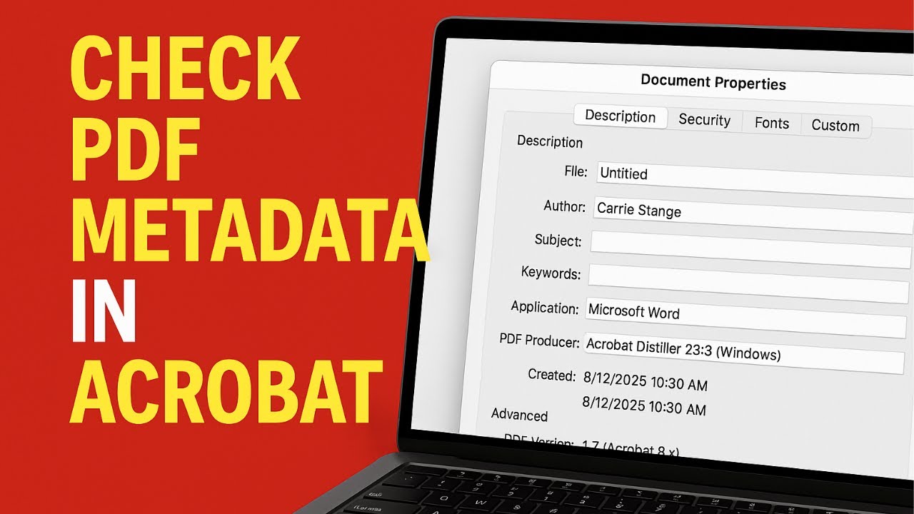 How to Find PDF Metadata in Adobe Acrobat (Author, Creation Date, Source, Origin) | Step-by-Step