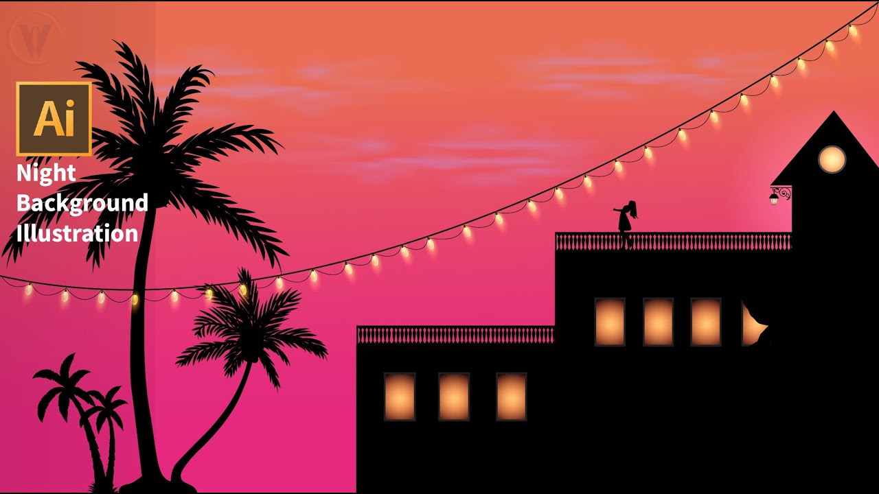 Night scene Vector Illustration-Adobe Illustrator CC Tutorial