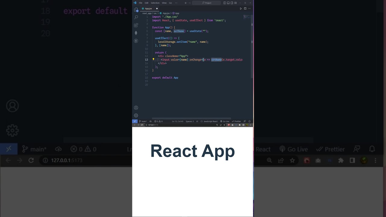 Persist React State in Local Storage #shorts
