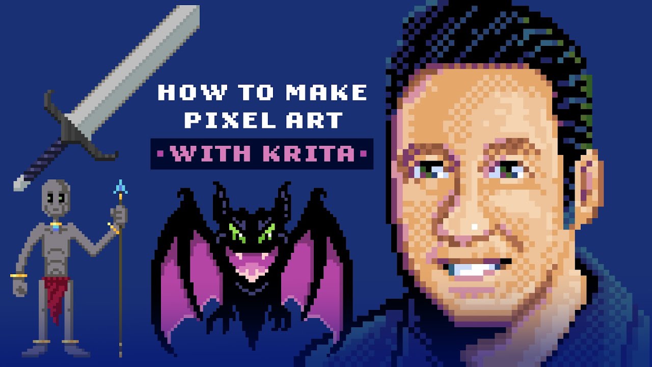 How to Make Pixel Art in Krita - Tutorial for Beginners 🟥🟦🟩