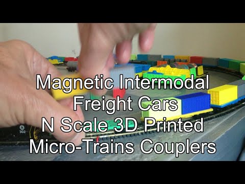 🚆 N Scale Model Train Intermodal Flatcar Freight with Magnetic Loads ...