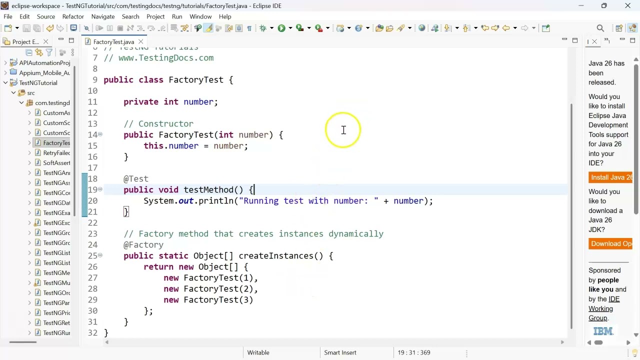 TestNG @Factory Annotation