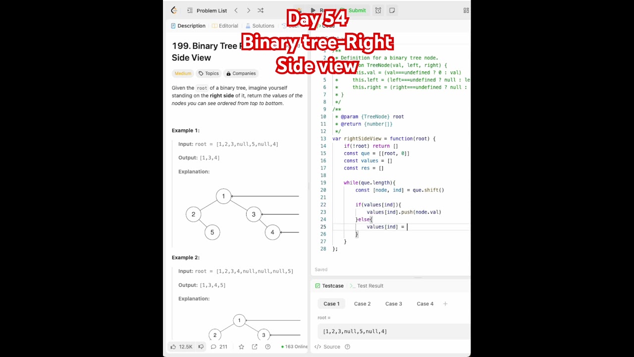 Day 54, binary tree, right side view #coding #dsa #python #python #python