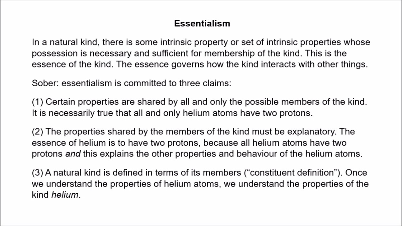 Natural Kinds - Essentialism