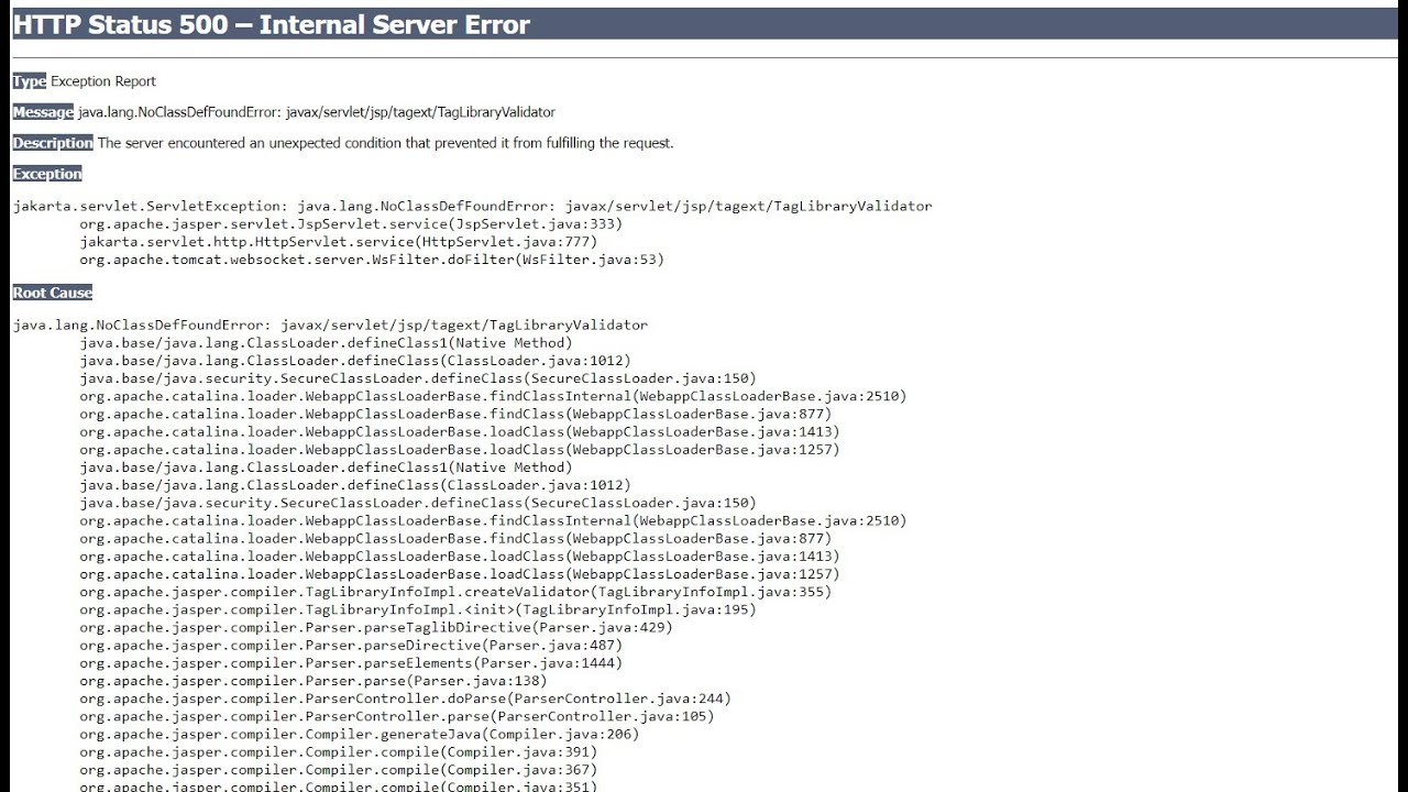 How to solve java.lang.NoClassDefFoundError: javax/servlet/jsp/tagext/TagLibraryValidator