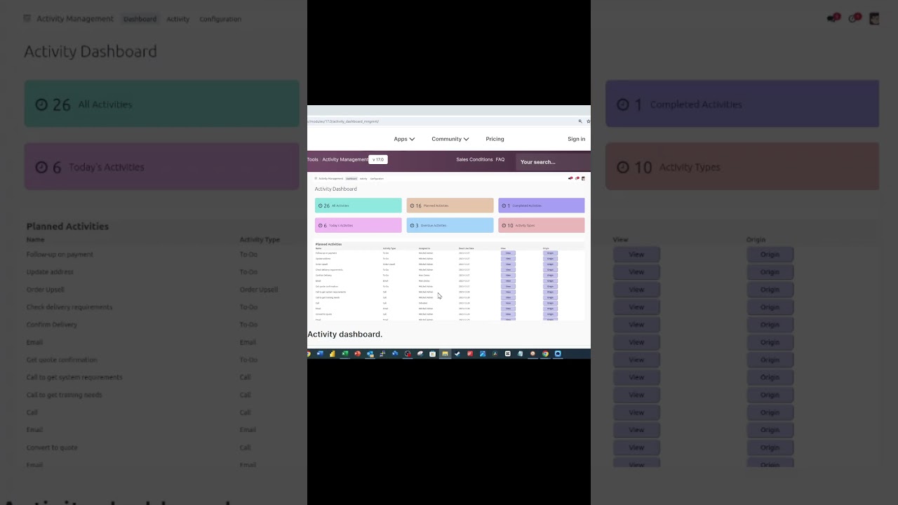 Activity Dashboard to Track Activities in ODOO (Free App)