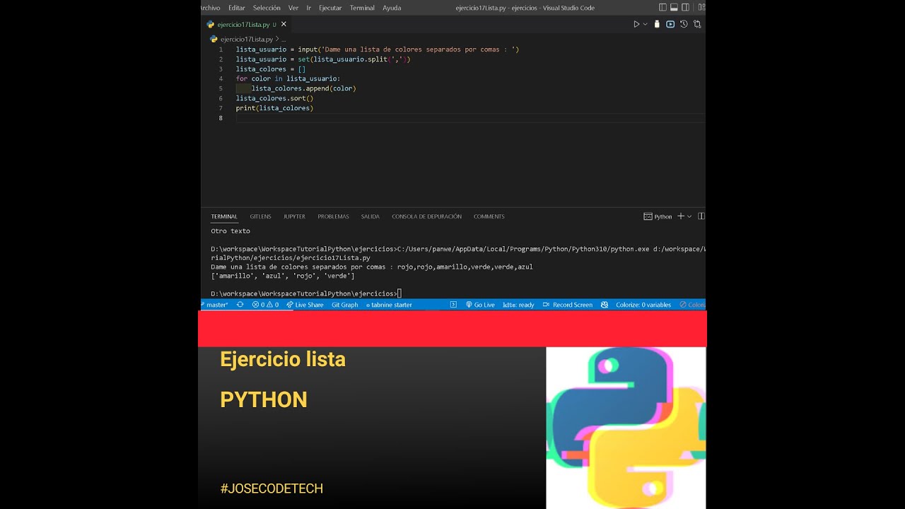 91 Ejercicio practico de Python, lista