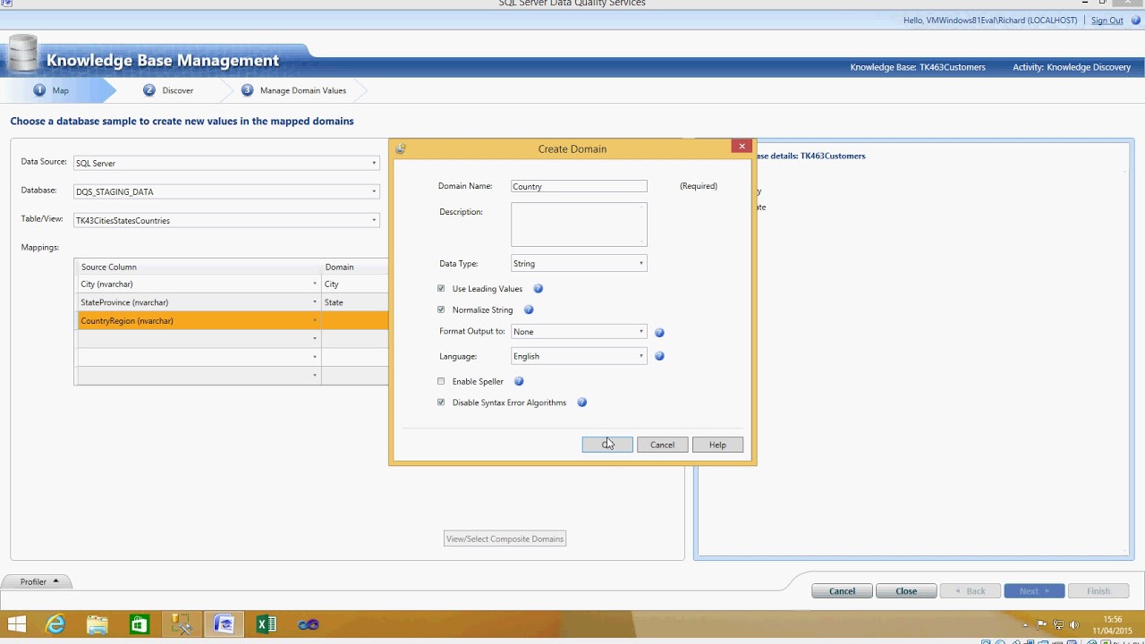 SQL Data Quality Services 03 Knowledge Base Create Customers