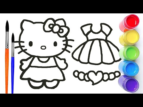 HELLO KITTY Drawing - HELLO KITTY COLORING A Queen's Dress