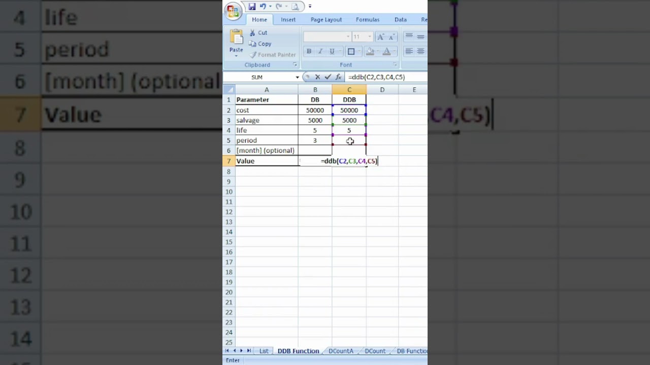 DDB Function | Calculates Depreciation At Twice The Rate Than The Normal Rate Of Depreciation