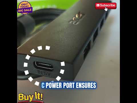 Acer USB Hub, Multiple 4 Ports USBA Splitter for Laptop with Type-C Power
