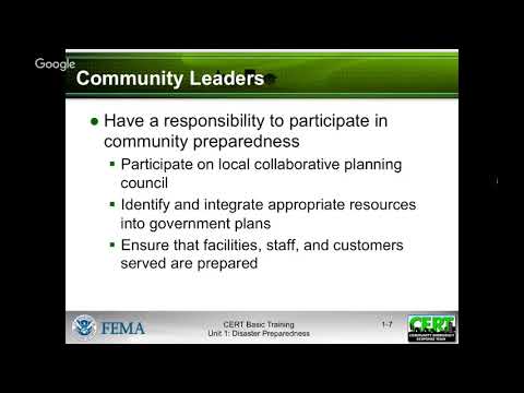 Emergency Response Team - Disaster Response Basics