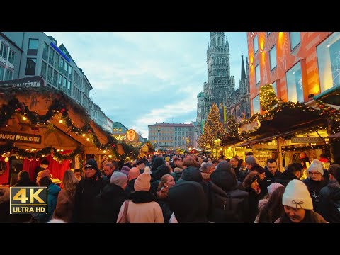 Munich 🇩🇪 Christmas Christkindlmarkt Walking Tour🎄🎆.