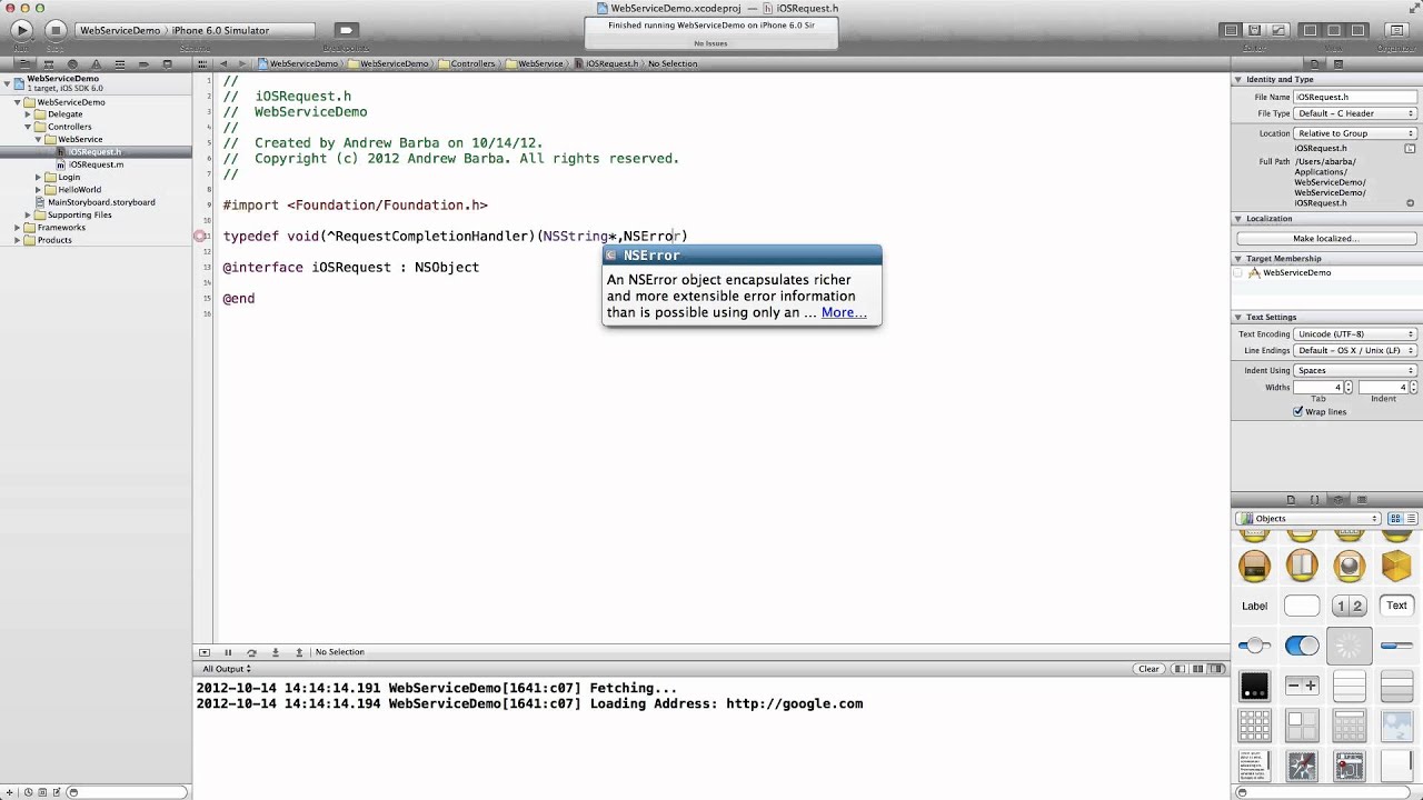 iOS 6 Web Service Tutorial: Part 1