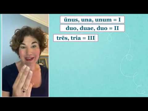 Latin pronunciation of numbers along with the Roman Numerals I - XX.