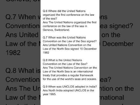 United Nations Convention on the Law of the Sea UNCLOS l gkquiz l Current affairs l competitive exam