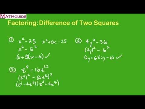 Factoring: Difference of Two Squares