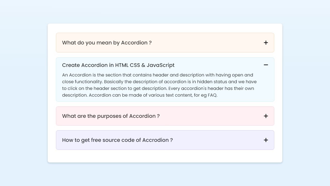 How to create Responsive Accordion in HTML CSS & JavaScript