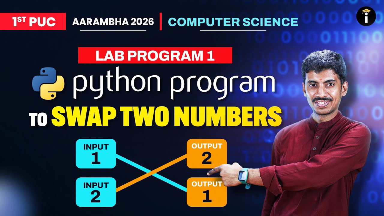 LAB PROGRAM 1 — Python Program to Swap Two Numbers | 1st PUC Computer Science | Karnataka Board