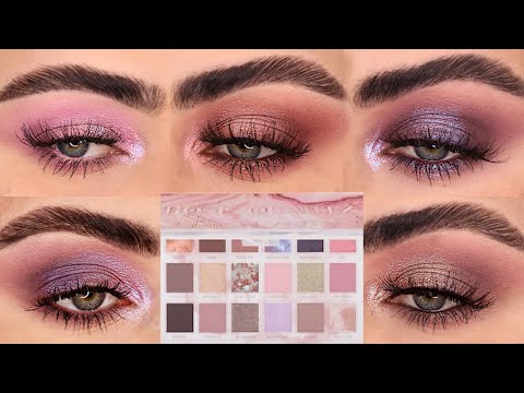 5 LOOKS 1 PALETTE | HUDA BEAUTY ROSE QUARTZ PALETTE!