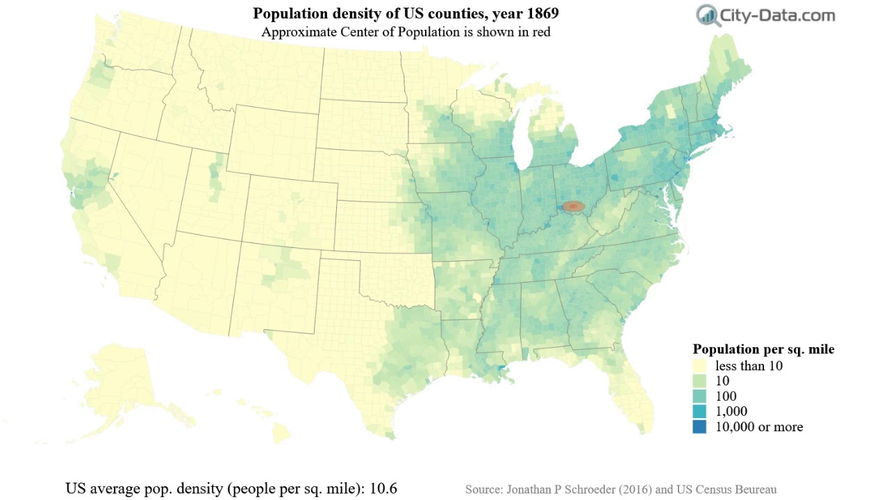 Animated population density for the U.S.1790-2018