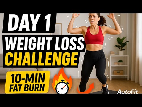 30-Day Weight Loss Challenge Day 1 | 10-Min Fat Burning Full Body Workout at Home (No Equipment)