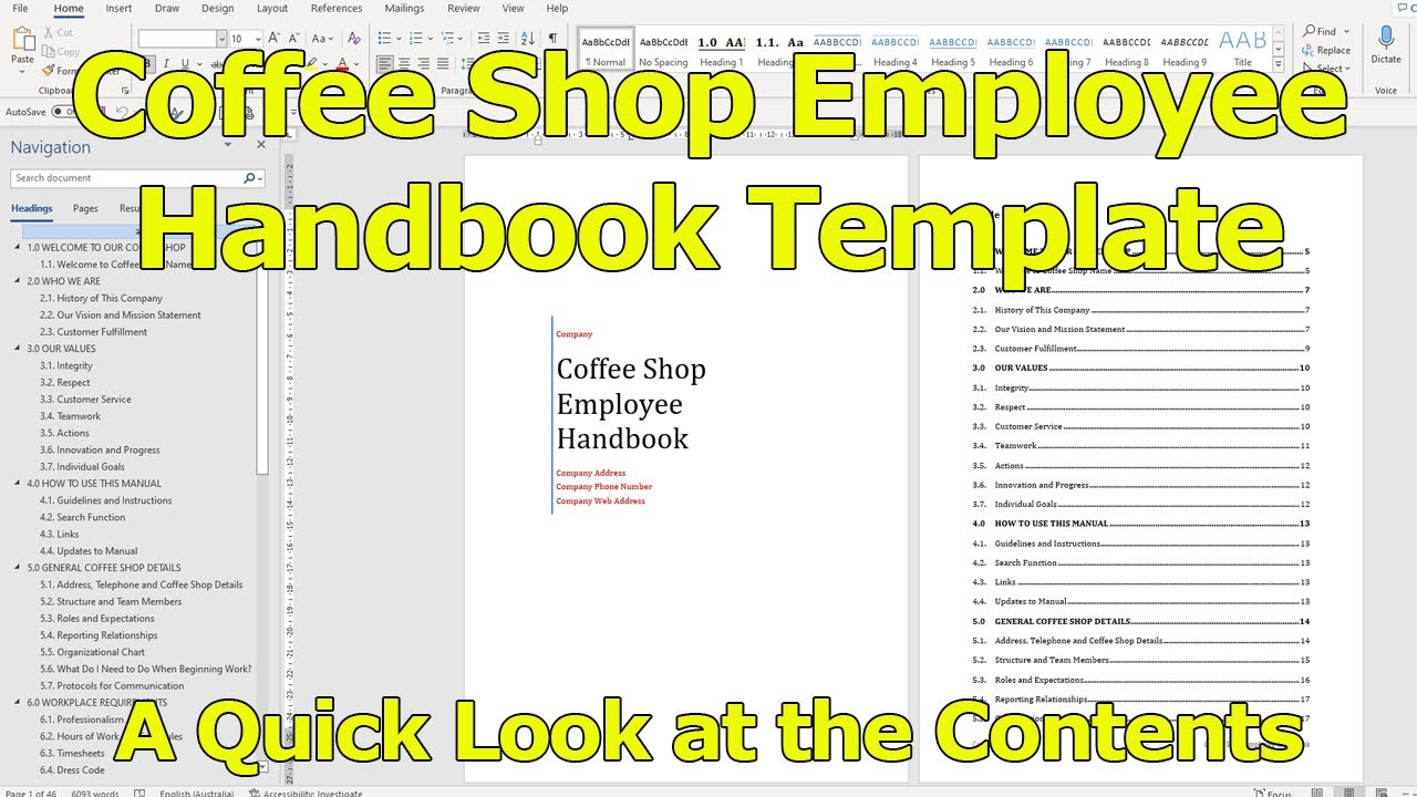 Coffee Shop Employee Handbook Template - Create Yours Fast