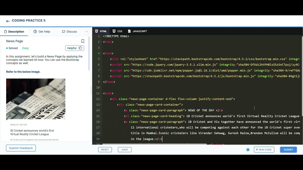 HTML | News Page | Coding Practice-5 | NxtWave CCBP 4.0