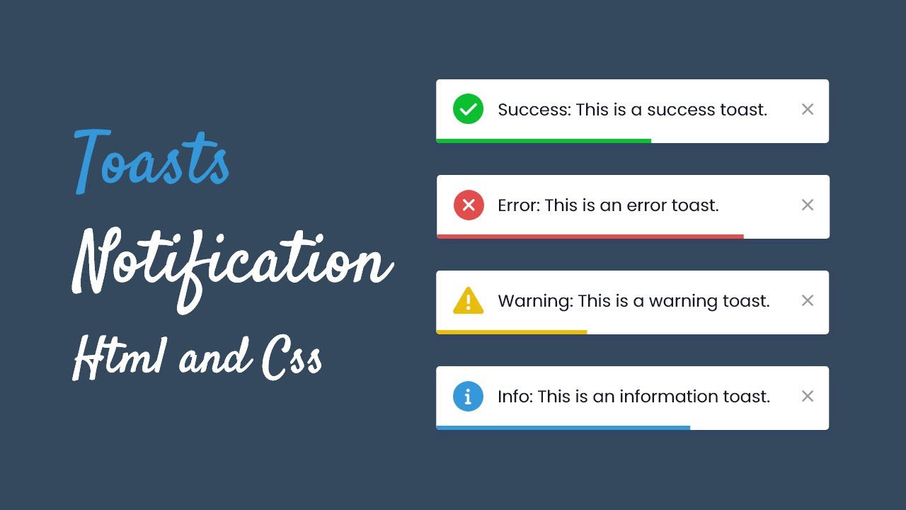 Create A Toast Notification in HTML CSS & JavaScript | Toast Notification in JavaScript