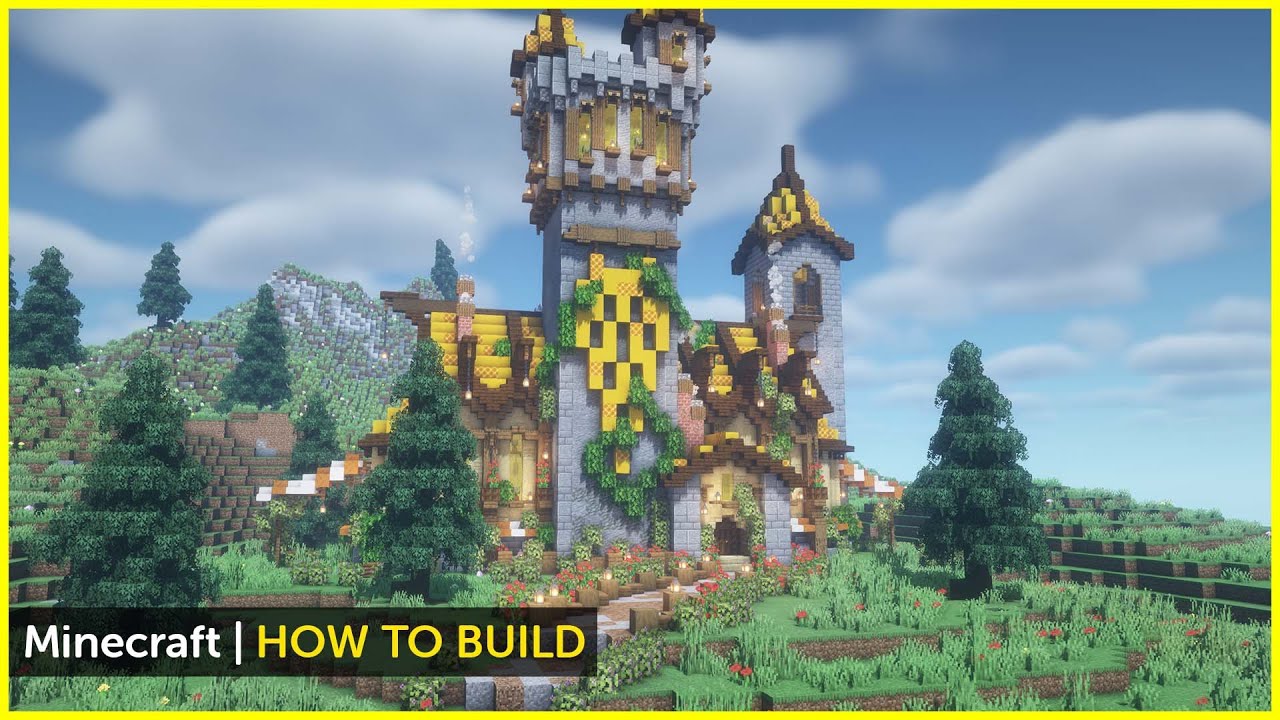 Minecraft How to Build a Fantasy Town Hall (Tutorial) - Minecraft Builders