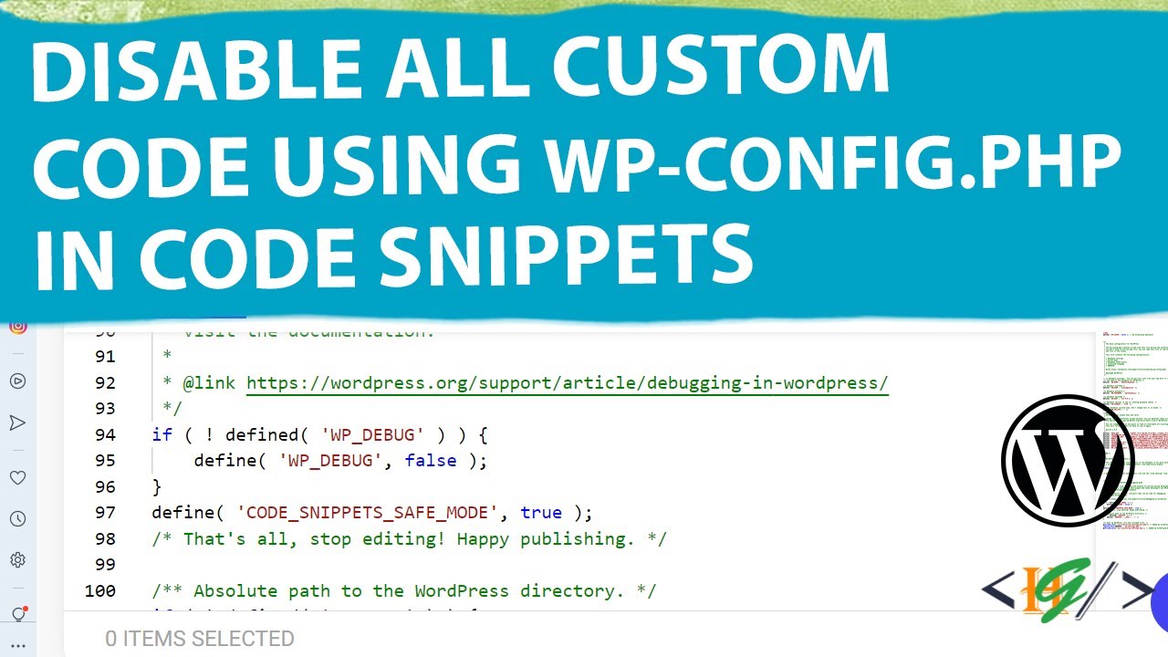 How to Disable All Custom Codes in Code Snippets Plugin using WP-Config.php in WordPress | Safe Mode