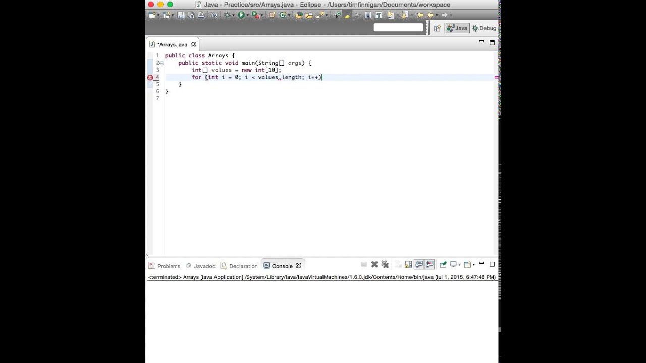 Filling an Array with Squared Values (Java)
