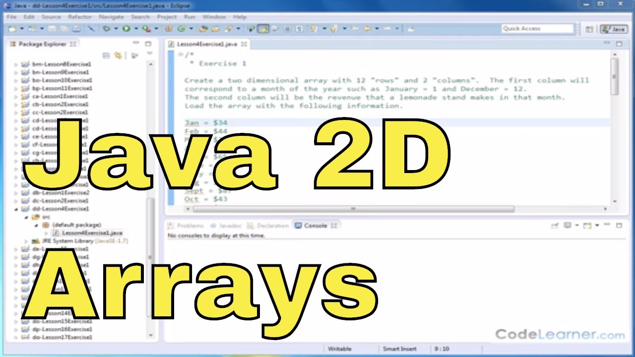 Learn Java - Exercise 04x - 2D Arrays in Java